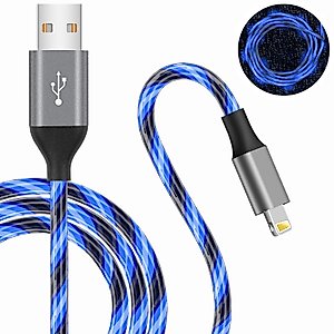 Oliomp iPhone Charger Cable, Apple MFi Certified 3ft LED Light Up Lightning Cable USB Fast Charger Cord High Speed Data Sync Transfer Cord for iPhone 14/13/12/11/11Pro/Max/XS/XR/X/6/7/8 (Blue)