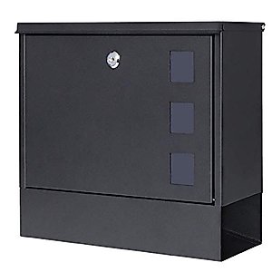Locking Mailbox Wall Mounted Vertical– Jssmst mailboxes with Key Lock Large Capacity, 14.3 x 4.1 x 11.8 Inch, Black, SM-HPB911BN