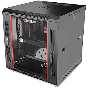 Sysracks - 12U - Server Rack - Wall Mount Rack - Locking Cabinet for Network - Electronics - Security - Audio - Video - AV Equipment - Data Rack - Legs/Power Strip/Shelf/Fan - 18-Inch Deep