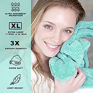Leporem 3 Pack Microfiber Hair Towel, Huge (30 inch X 11 inch) Super Absorbent & Quick Dry Spa Hair Turban for Curly, Long, Thick Hair, Anti-Frizz, Hair Repair Towel Wrap for Women, Kids