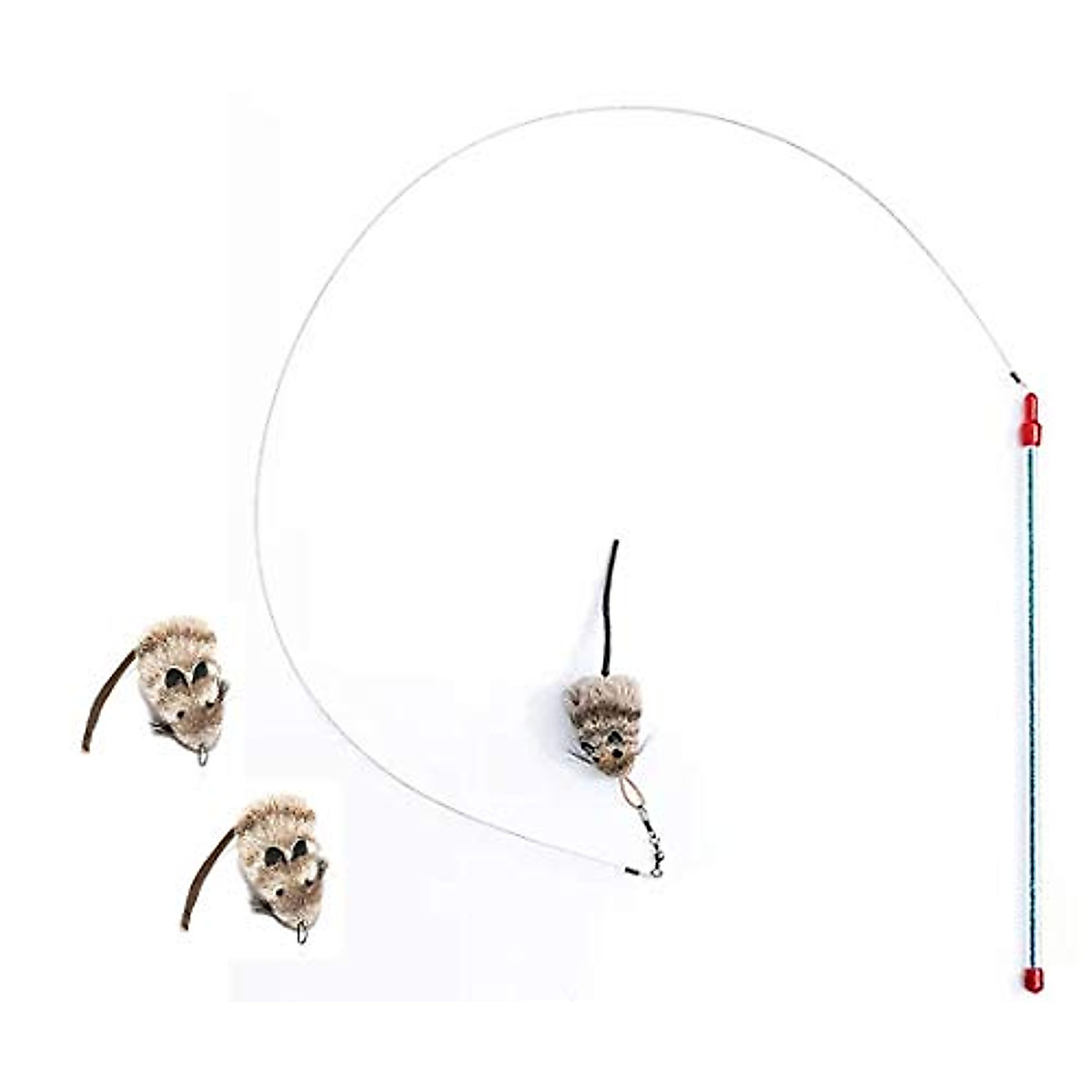 Go Cat Cat Catcher Teaser Wand Plus 2 Extra Cat Catcher Mouse Attachments from The Maker of Da Bird - Value Pack, Brush v.65, Assorted