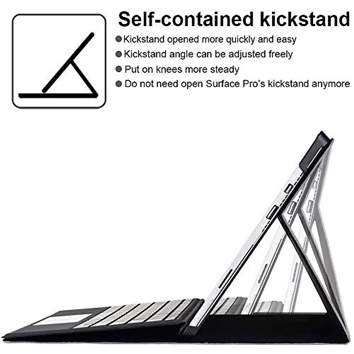 Protective Case for Microsoft Surface Pro 7 / Pro 6 / Pro 5 / Pro 4 with Pen Holder, Multiple Angle Polyester Slim Light Shell Cover,Compatible with Type Cover Keyboard (12.3 inch, Dark Grey)