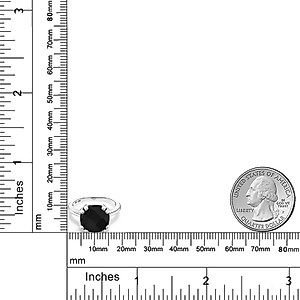 Gem Stone King 3.60 Cttw Black Onyx Engagement Ring For Women In 925 Sterling Silver | Double Prong Gemstone Birthstone Ring | Cushion Checkerboard 10MM | Available In Size 5, 6, 7, 8, 9