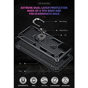 Oborzian Compatible for Google Pixel 5A Case with Screen Protector, Heavy Military Grade 360° Rotating Kickstand Holder TPU Phone Cover for Google Pixel 5A 5G(Black)