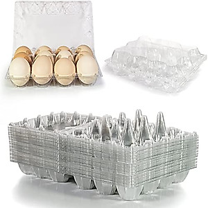 Pintuson Egg Cartons Cheap Bulk 60 Pack - Holds 1 Dozen Clear Blank Egg Cartons for Chicken Eggs - Medium Plastic Egg Carton for Home Ranch Chicken Farm, Commercial Market Display (3x4 Grids)