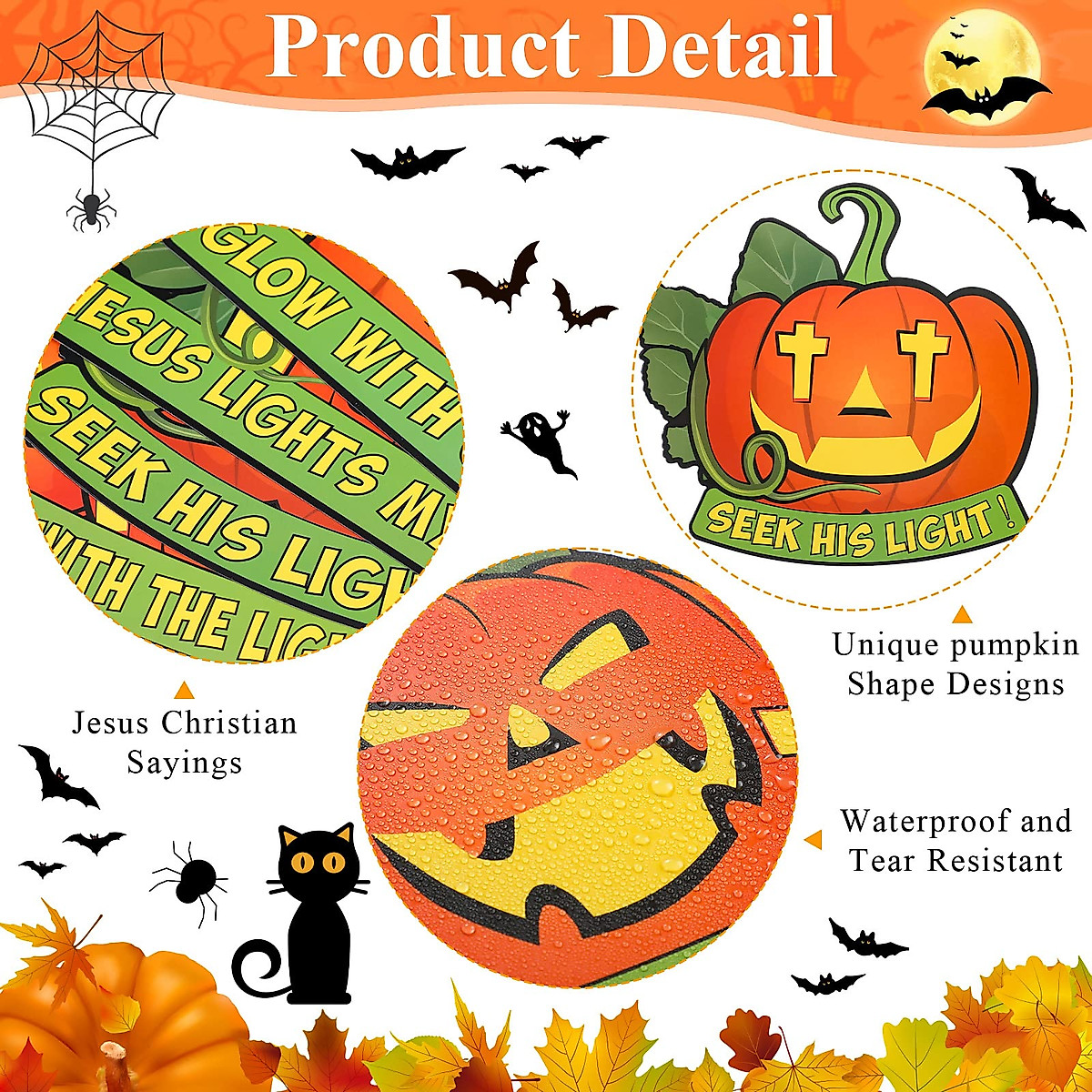 24 Pcs Thanksgiving Pumpkin Cutouts Halloween Jesus Cutouts Decor Thanksgiving Cardboard Door Sign Fall Autumn Wall Religious Holiday Decor for Christian Classroom Bulletin Board Party Favor Supplies