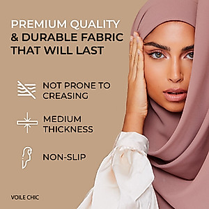 VOILE CHIC Hijab for Women Premium Chiffon Wrap Head Scarf Non-Slip (Dusty Rose)
