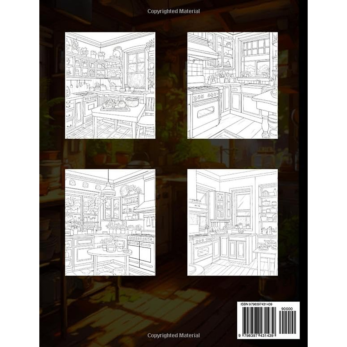 Cozy Kitchen Coloring Book For Adults: Dining Room Scenes Illustrations,Cozy interiors, kitchen details, and harmonious patterns for colouring
