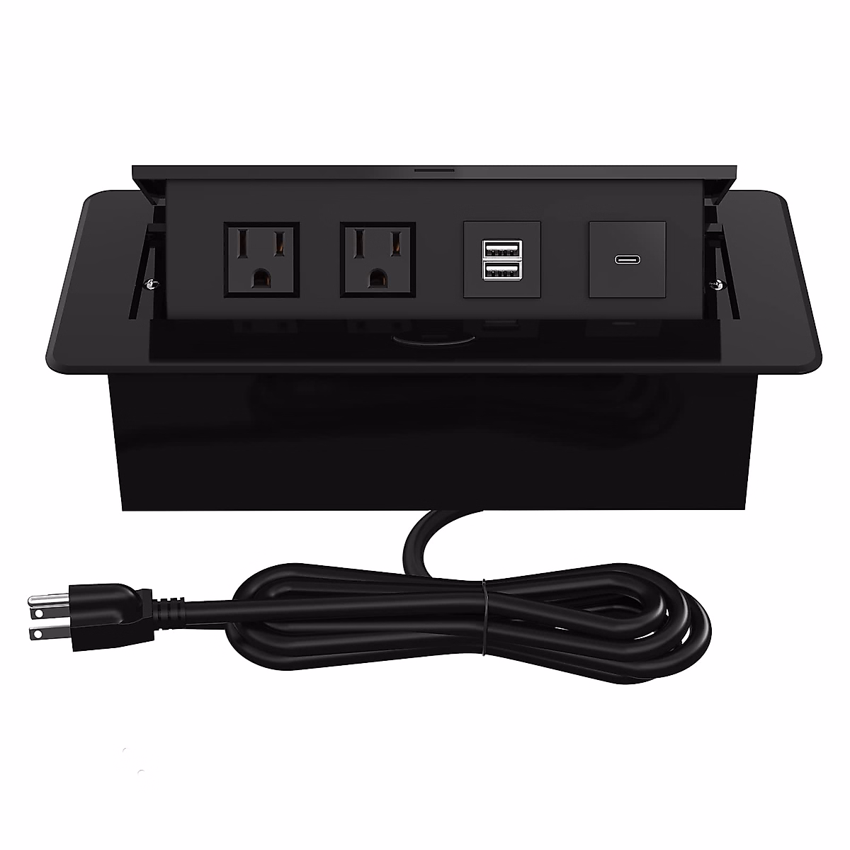 Pop Up Power Strip with PD 30W USB Ports, Recessed Power Grommet Outlet Hub Connectivity Box, Pop Up Outlets Socket for Table Conference Room Countertop, 2 AC Outlets, USB A and USB C Charging Ports