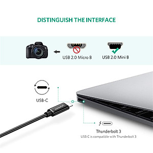 UGREEN Mini USB to USB C Cable 3FT Mini USB to Type C Compatible with Digital Camera MP3 Player GPS Receiver and More Mini B Devices PVP Black