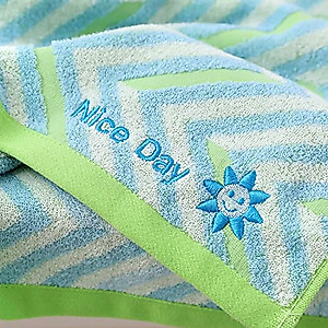 Pidada Hand Towels Set of 2 Striped Pattern 100% Cotton Absorbent Soft Decorative Towel for Bathroom 13.4 x 29.1 Inch (Green & Yellow)