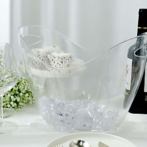 Efavormart Clear 7 Liter Plastic Ice & Drinks Bucket, Party Beverage Cooler Storage Tub with Handles