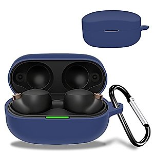Miimall Compatible for Sony WF-1000XM4 Case, [Anti-Lost Keychain][Washable][Ultra-Thin] Soft Silicone Protective Case Cover for XM4 Earbuds Case 2021(Blue)
