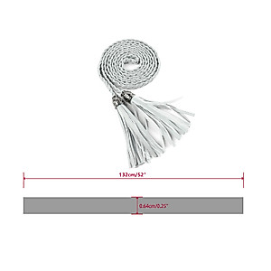 Allegra K Women's Tassel Braided Belts Skinny Woven Waist Belts for Skirt Dress 132 cm/52 inches Silver
