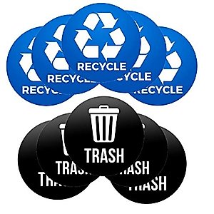 Grand Vinyl Recycle Stickers Trash Stickers 10 Pack Premium Quality Self Adhesive Stickers Weatherproof UV Resistant