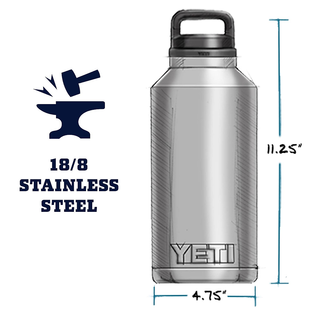 YETI Rambler 64 oz Bottle, Vacuum Insulated, Stainless Steel with Chug Cap, Harvest Red
