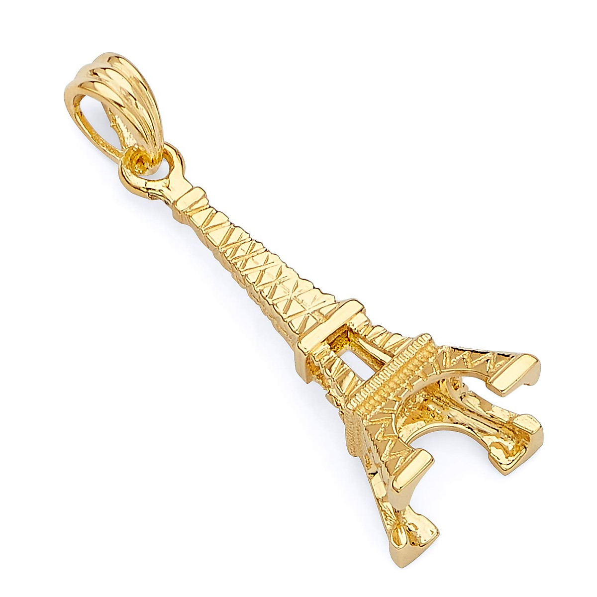 14k REAL Yellow Gold Paris Eiffel Tower Charm Pendant