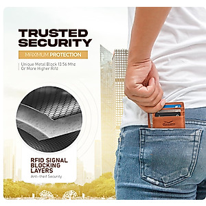 Claasico Front Pocket Small Minimalist Leather Wallet RFID Blocking Vintage Leather Credit Card Holder with Gift Box