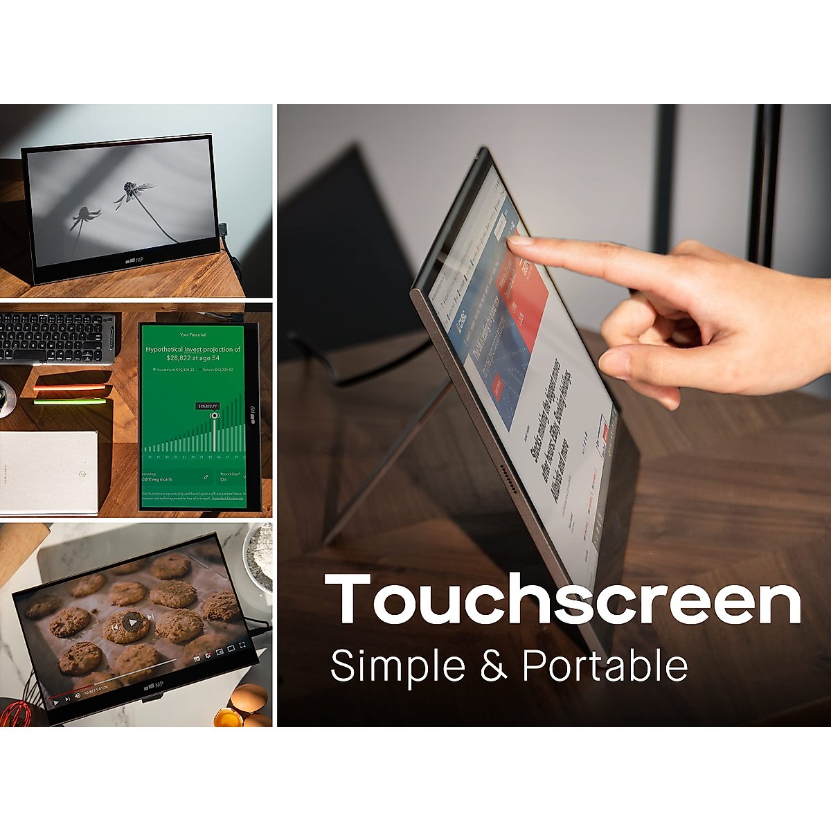 Portable monitor- Mobile Pixels Glance Pro 15.6" OLED Touchscreen monitor 1MS FHD 1080P 100% DCI-P3 100000:1 laptop monitor ,HDMI USB C with Dual Speaker and Battery for Laptop/PC/Table Android/Camera