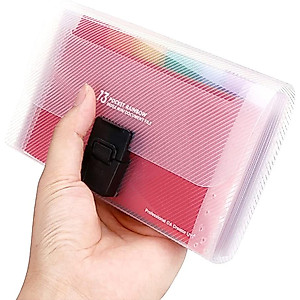 3 Pack Accordion File Organizer with 13 Pocket, Expandable Portable Folder, A6 Plastic Wallet for Cards, Coupons, Receipt, Tax Item, Vouchers, Busines