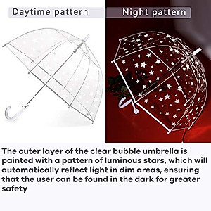 Baraida Kids Clear and Transparent Umbrella with an Easy Grip Handle, Dome Bubble Umbrella, Windproof for Kids Boys and Girls, Little Stars