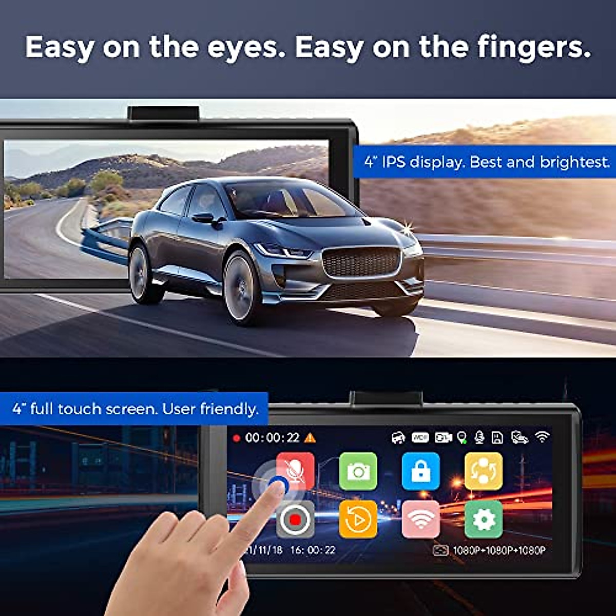 AZDOME M560-3CH Dash Cam 3 Channel, Built in WiFi GPS, 128GB eMMC ...