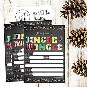 25 Jingle And Mingle Invitations For Christmas Party Invitations - Holiday Party Invitations Christmas Party Invites Adults, Winter Birthday Invitations Christmas Open House Invitations Xmas Party
