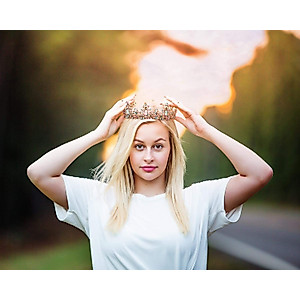 SNOWH Baroque Queen Crowns and Tiaras, Crystal Wedding Crown for Women, Vintage Birthday Tiara, Halloween Costume Party Hair Accessories with Gemstones