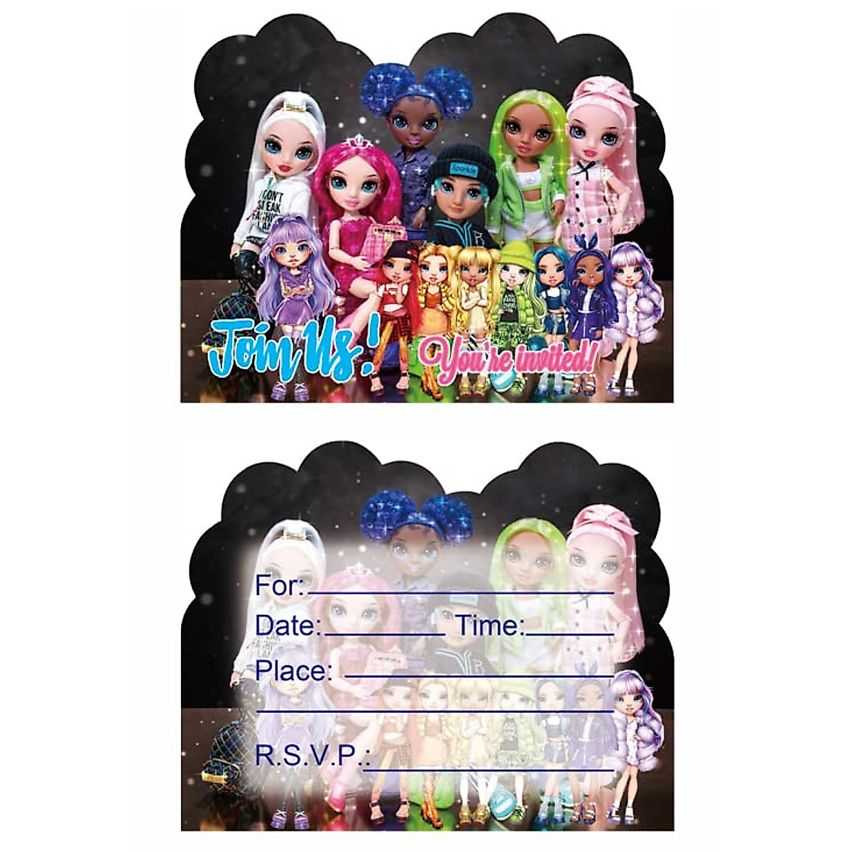 NINIMBLE 20pcs rainbow high Birthday Party Invitations,rainbow high Invitations Birthday Party Supplies Decoration (Invitations1)