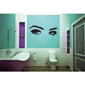 DXLING 42.5X15.3inches Beauty Salon Eyelashes Quote Eyebrow Wall Decor Stickers Make Up Eye Store Home Decoration Murals (LC464 Black)