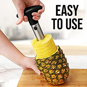 Pineapple Corer (Triple Reinforced Stainless Steel) with Eye Removal Tool - Pineapple Cutter with Reinforced Welding & Thick Blade - Pineapple Slicer and Corer Tool for Easy Core Removal by Zulay