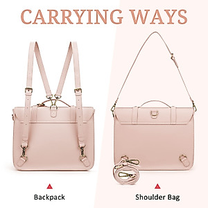 ECOSUSI Briefcase for Women Messenger Backpack PU Leather 14 inch Laptop Bag Satchel Computer Bag for College Business Travel