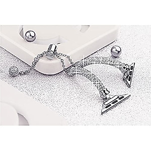 Secbolt Bling Bands Compatible with Apple Watch Band 40mm with Case, Women Dressy Metal Bracelet with Rhinestone Bumper for iWatch SE Series 6/5/4, Silver