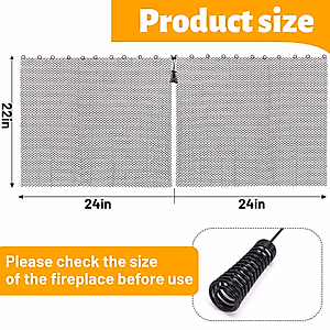 2 Pack Fireplace Mesh Screen Curtain,22”x24” Spark Guard Chain for Hearth,Metal Fireplace Replacement Black Hanging Mesh Curtain Screens for Home Wood Burning Fireplace