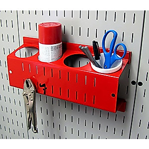 Wall Control Pegboard Spray Can Holder Bracket and Aerosol Can Organizer for Wall Control Pegboard and Slotted Tool Board – Red
