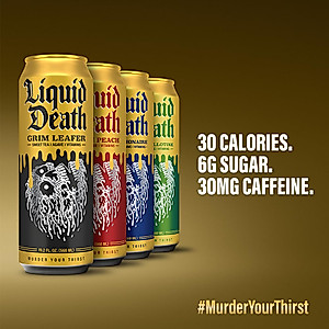 Liquid Death Iced Tea Variety 12-Pack (19.2 Oz Cans) (Grim Leafer, rest in Peach, Dead Billionaire, Green Guillotine)