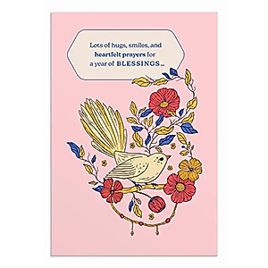 DaySpring - Birthday Birds - 4 Botanical Bird Designs Assortment with Scripture - 12 Happy Birthday Boxed Cards & Envelopes (U0056)