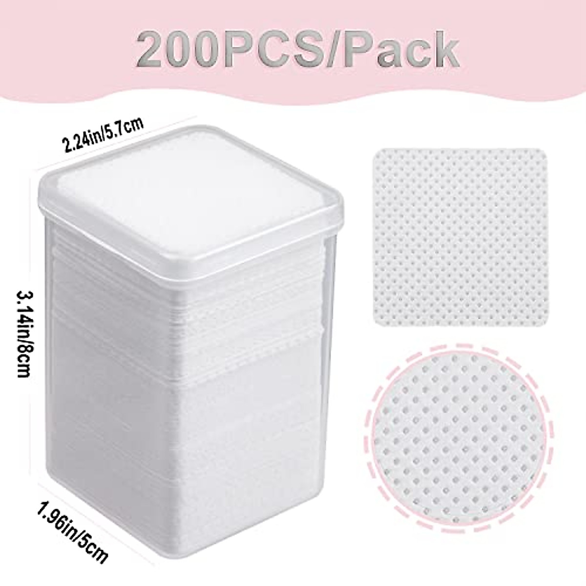 TEOYALL 400 PCS Lash Extension Glue Wipes, Lint Free Glue Cleaning Pads Non-Woven Fabric Nail Polish Remover Wipes Beauty Salon Supplies (White)