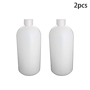 Othmro 2Pcs 1000ml Plastic Lab Cylindrical Chemical Reagent Bottle Small Mouth Laboratory Reagent Polyethylene Bottle Sample Sealing Liquid Storage Container for Food Store White Translucent