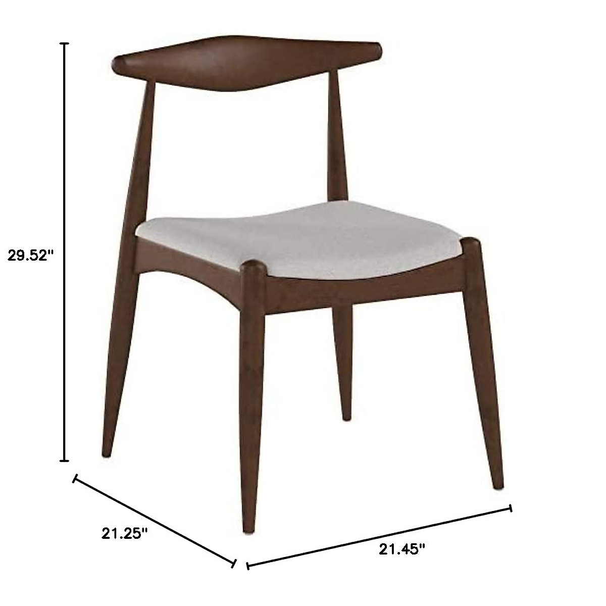 Christopher Knight Home Francie Fabric with Walnut Finish Dining Chairs, 2-Pcs Set, Light Grey / Walnut