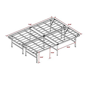 Coaster Home Furnishings Hetfield 16 Inch Foldable Metal Platform Bed Frame Mattress Foundation – Under-Bed Storage, Tools-Free Assembly, Box Spring Replacement – Full