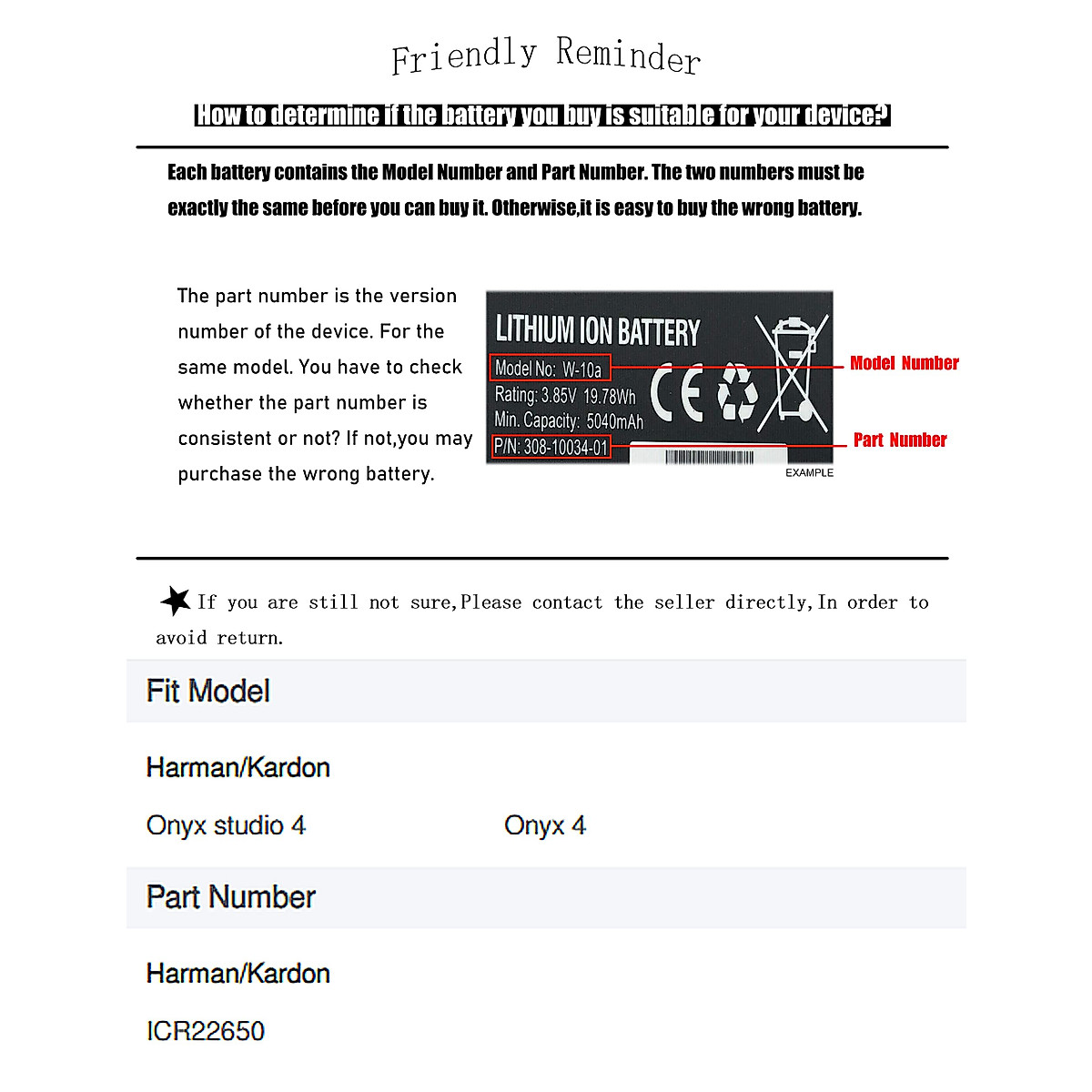BCXY ICR22650 Battery Replacement for Onyx Studio 4, Onyx 4