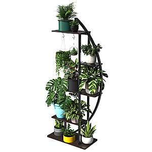 GDLF Tall Plant Stand Large Plant Shelf Indoor 71" Metal flower rack with hanging hook, Improved Taller Design with more space for larger plants (pots up to 10")