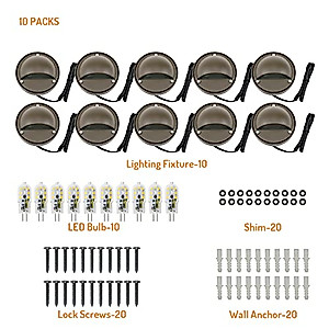 2W LED Deck Lights Landscape Lighting Landscape Lights Low Voltage Outdoor Deck Lighting Replaceable G4 LED Bulb 3000K Aluminum housing for Stair, Pathway,Walkway,Deck,Garden Bronze, Pack of 10