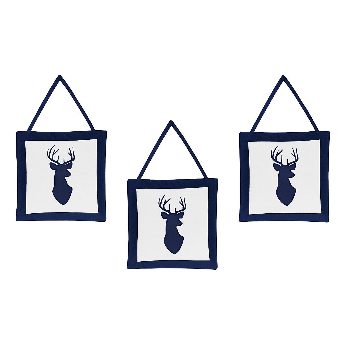 Navy Blue White and Gray Woodland Deer Print Boy Baby Bedding 11 Piece Crib Set