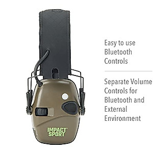 Honeywell Ademco Howard Leight Impact Sport Bluetooth 5.0 Electronic Shooting Earmuff (R-02548) Od Green