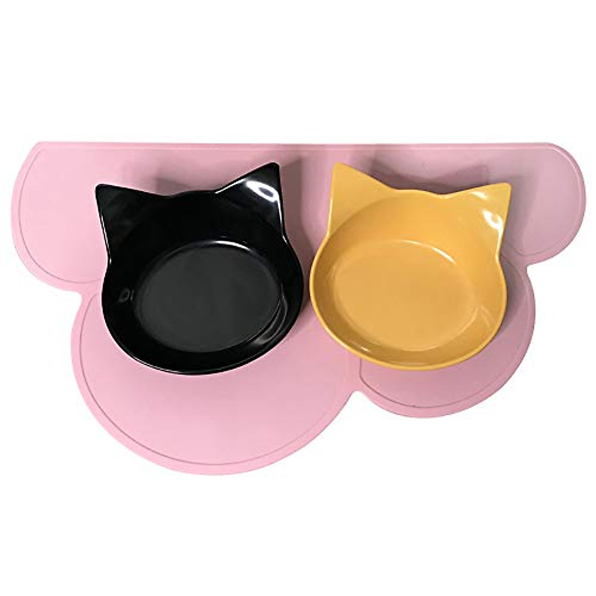 Love Dream Silicone Pet Feeding Food Mat Dog Cat Placemat Mat with Raised Edge, Anti-Slip Waterproof Pet Bowl Mats Pet Food Tray (Pink)