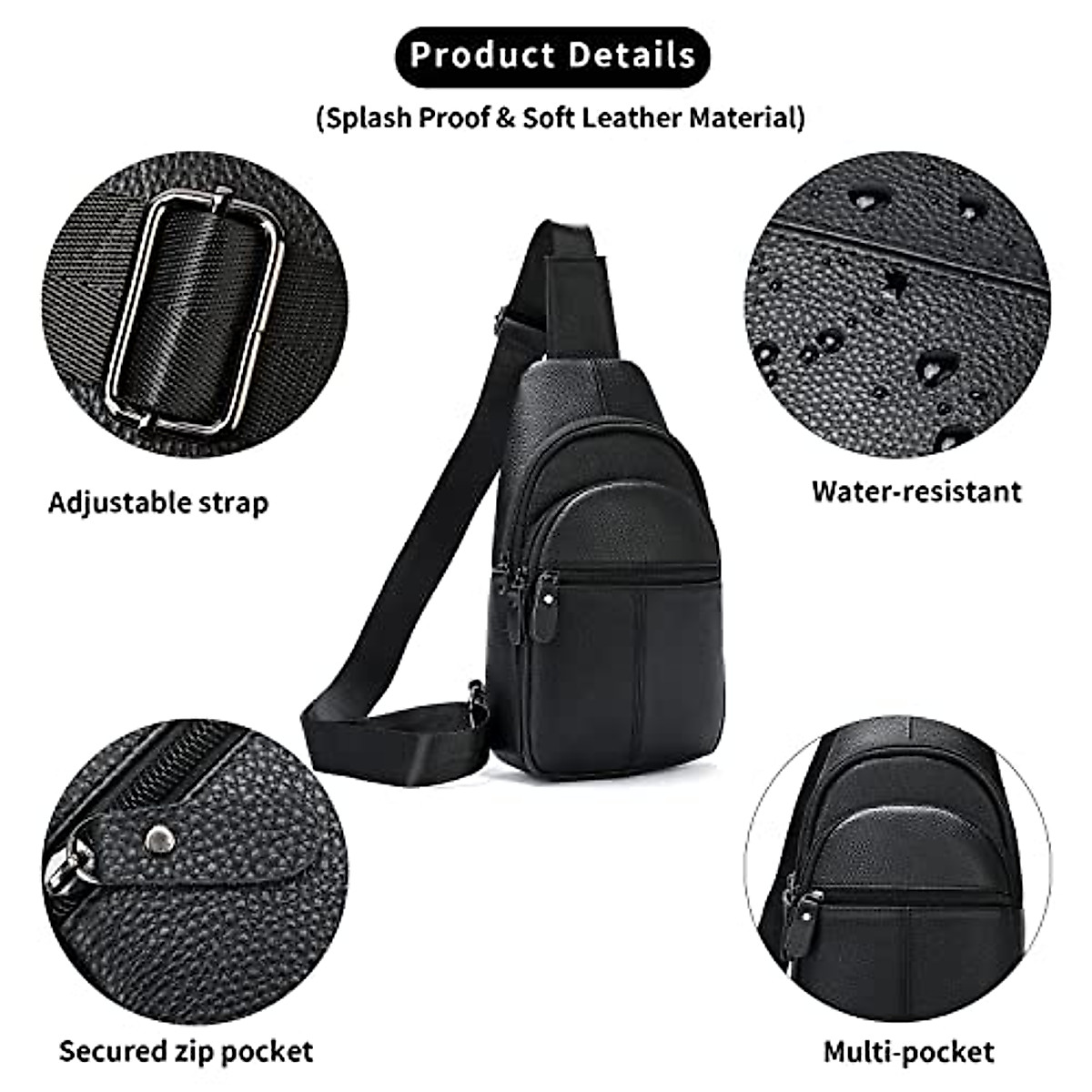 NIUCUNZH Sling Bag Crossbody Bags Shoulder Small Sling Backpack - Genuine Leather, Lightweight & Compact for Travel Everyday