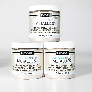 DecoArt Americana Décor Metallics Pearl Paint, 3 Pack 8oz Metallic Acrylic Paint - Water Based Multi Surface Paint for Arts and Crafts, Home Decor, Wall Decor