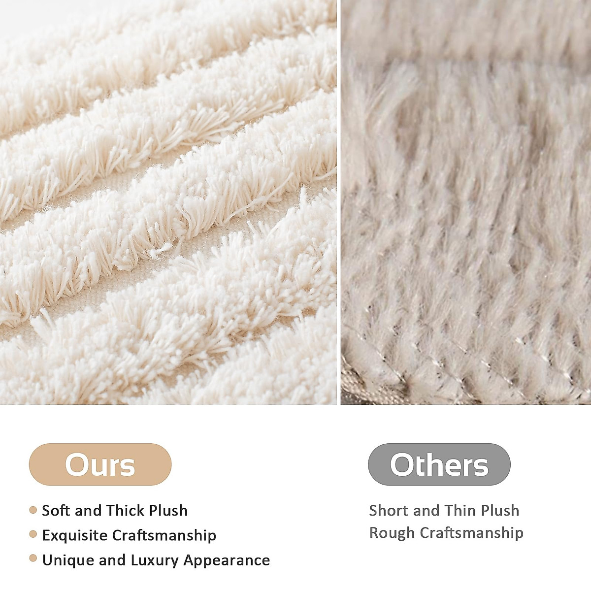 AELS Boho Decorative Textured Throw Pillow Covers 18x18, Set of 2, Modern Abstract Mid Century Rainbow Tufted Pillow Case, Farmhouse Rustic Neutral Woven Cushion Case for Bed Couch Sofa, Creamy White